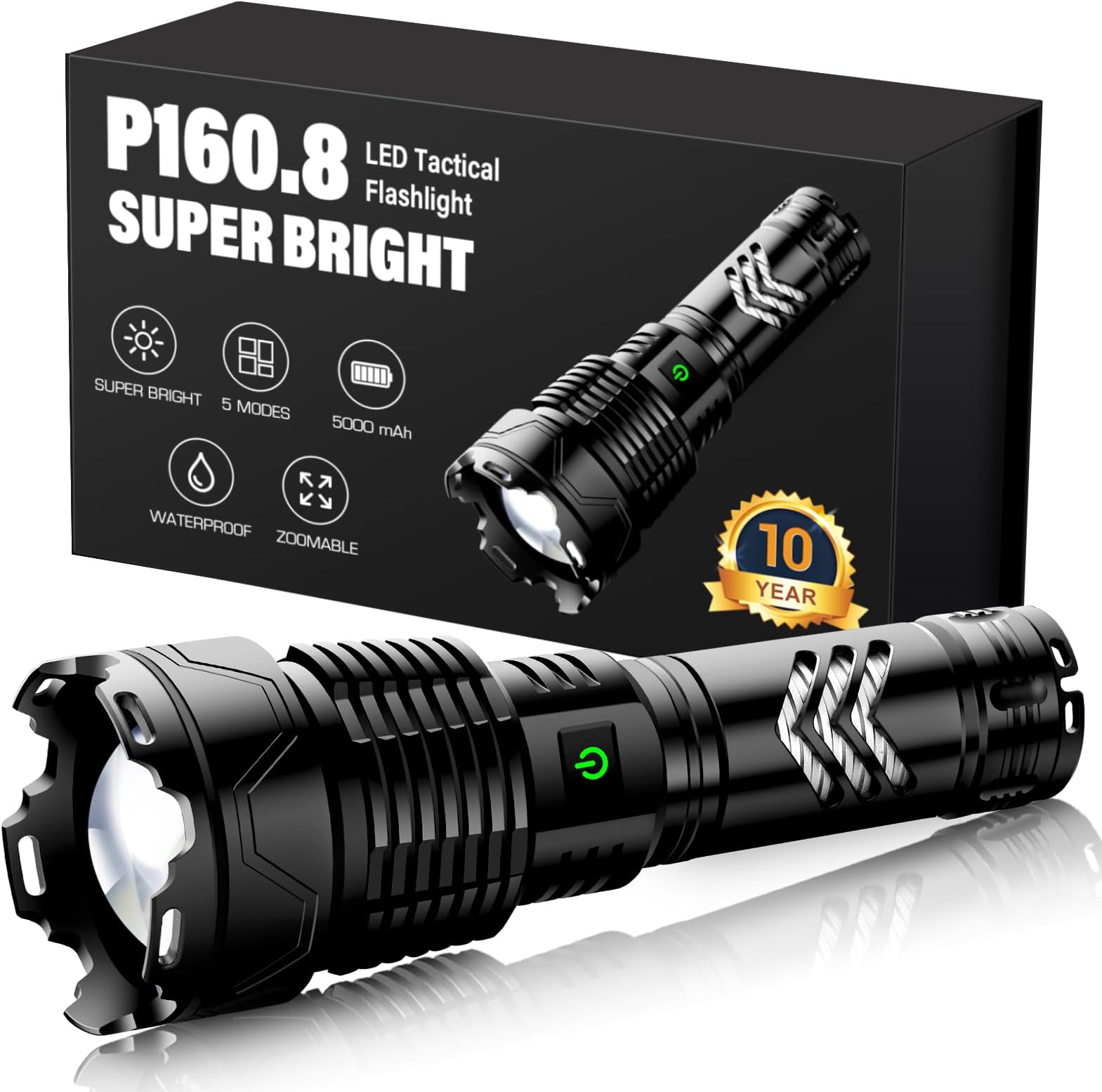 Glarylight Taschenlampe Led Aufladbar, 500000 Lumens Extrem Hell ...