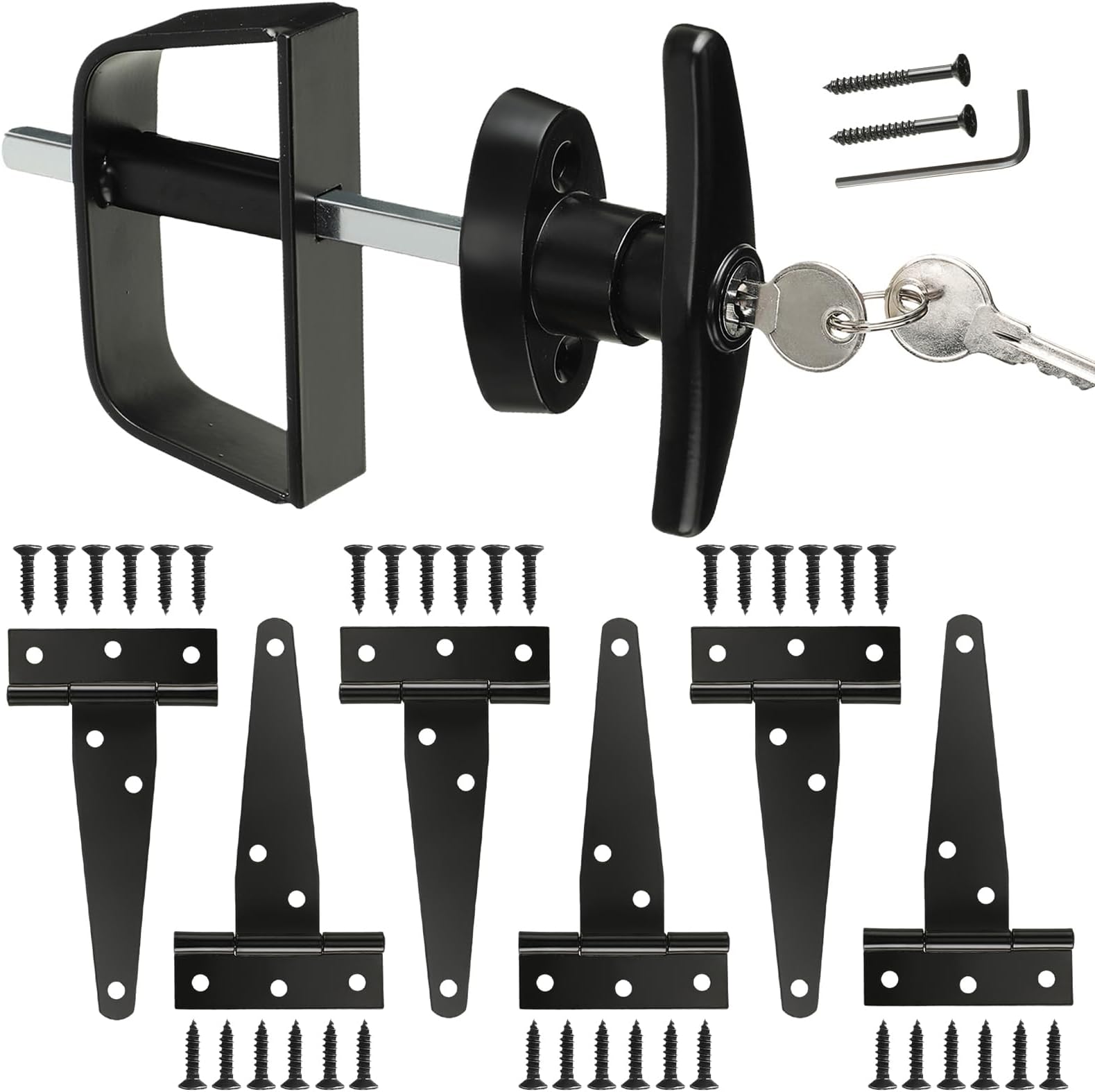 Hicarer 7 Pcs Garage Lock Set Includes 6 Pcs Black Heavy Duty Gate ...