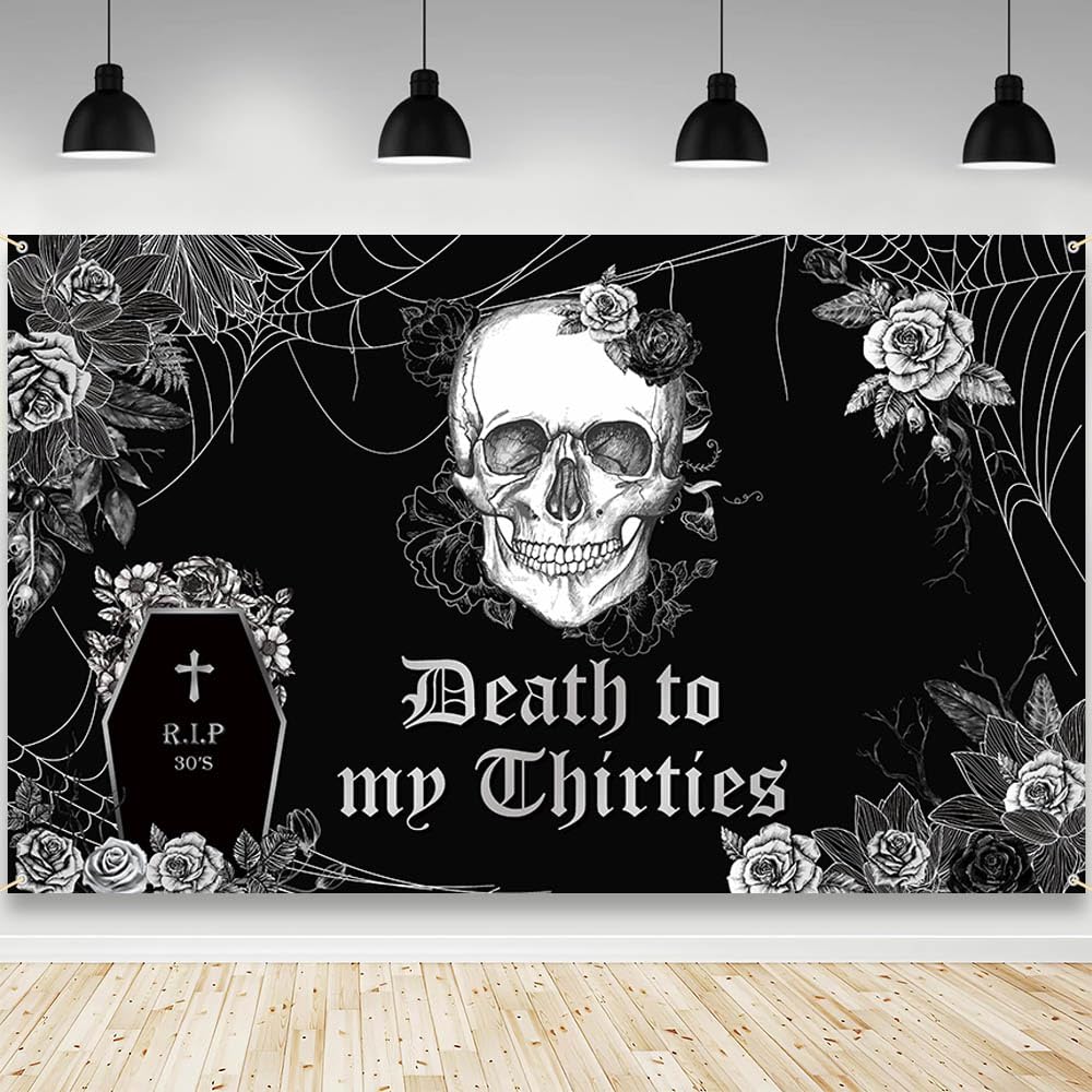 Amazon.com : AIBIIN Death to My Thirties Banner Backdrop Rip to My 30s ...