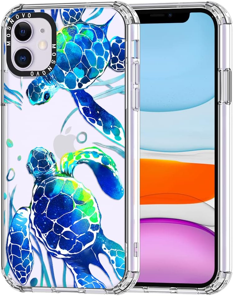 Amazon.com: iPhone 11 Pro Max Baby Green Sea Turtles Case Blue Ocean ...