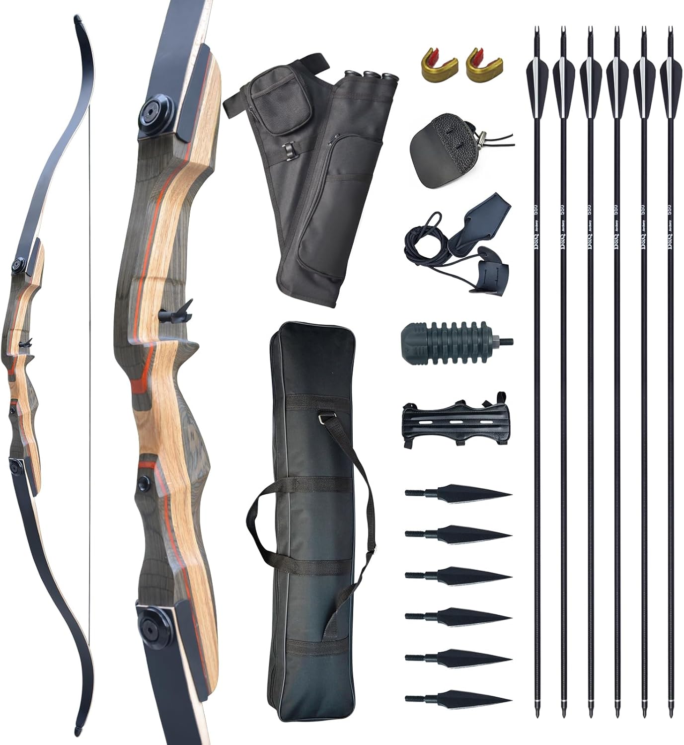 Amazon.com : Tongtu 20-60 Lbs Takedown Recurve Bow and Arrows for ...