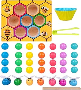 Eastuy Bee Hive Sorting Toy - Bee Matching Game,Toddler Fine Motor ...