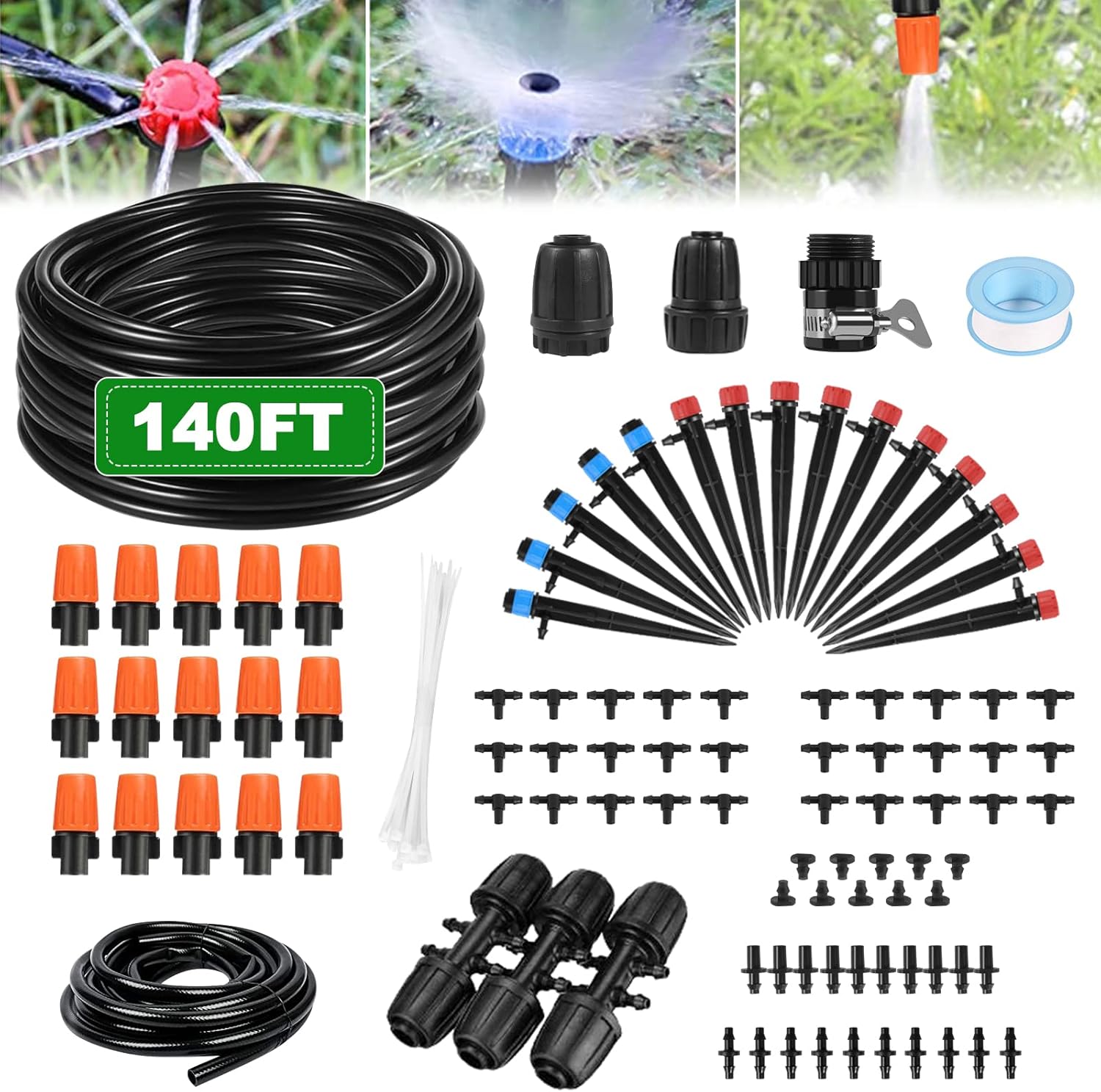 Amazon.com: AUBNICO Drip Irrigation Kit - 140ft Garden Irrigation ...