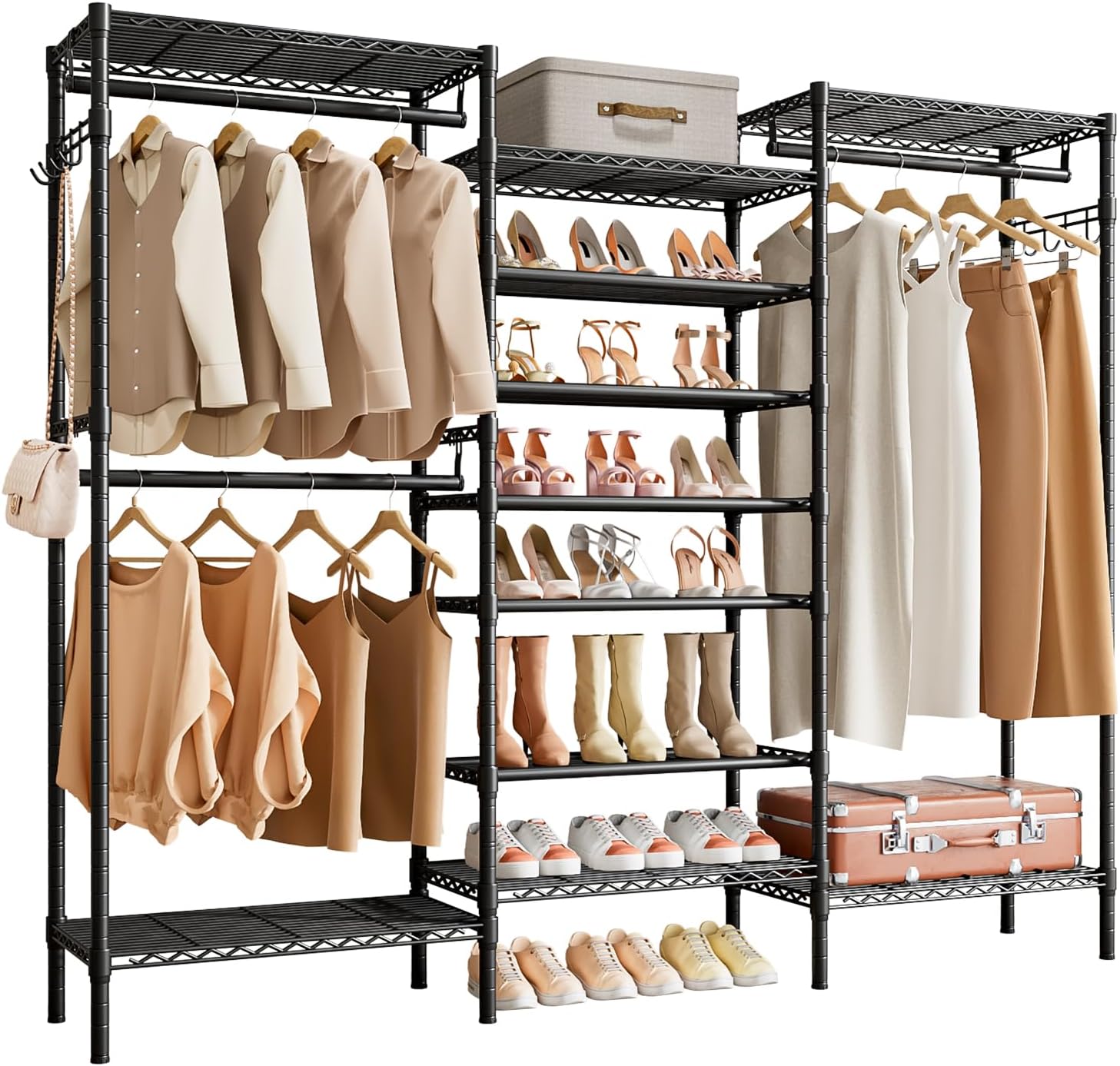 Wire Garment Rack,Heavy Duty Clothes Rack for Hanging Clothes,Large ...