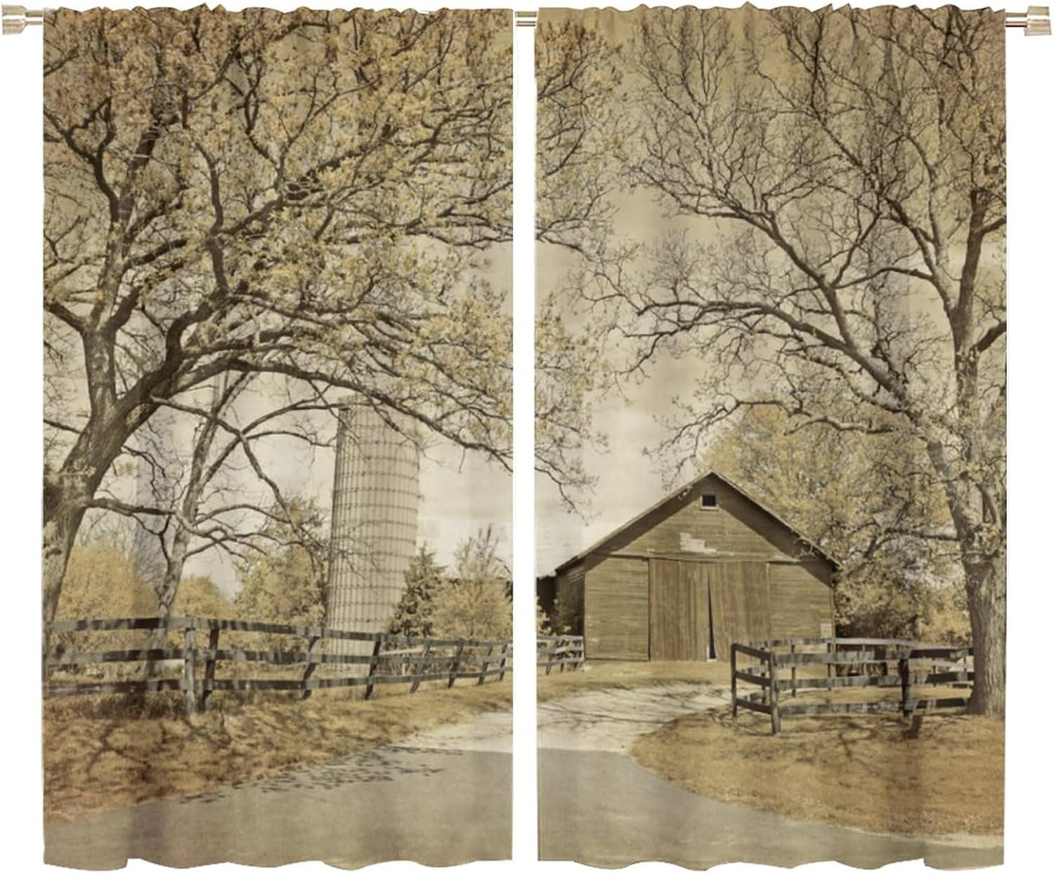 Amazon.com: Countryside Curtains American Rural Monochrome Historical ...