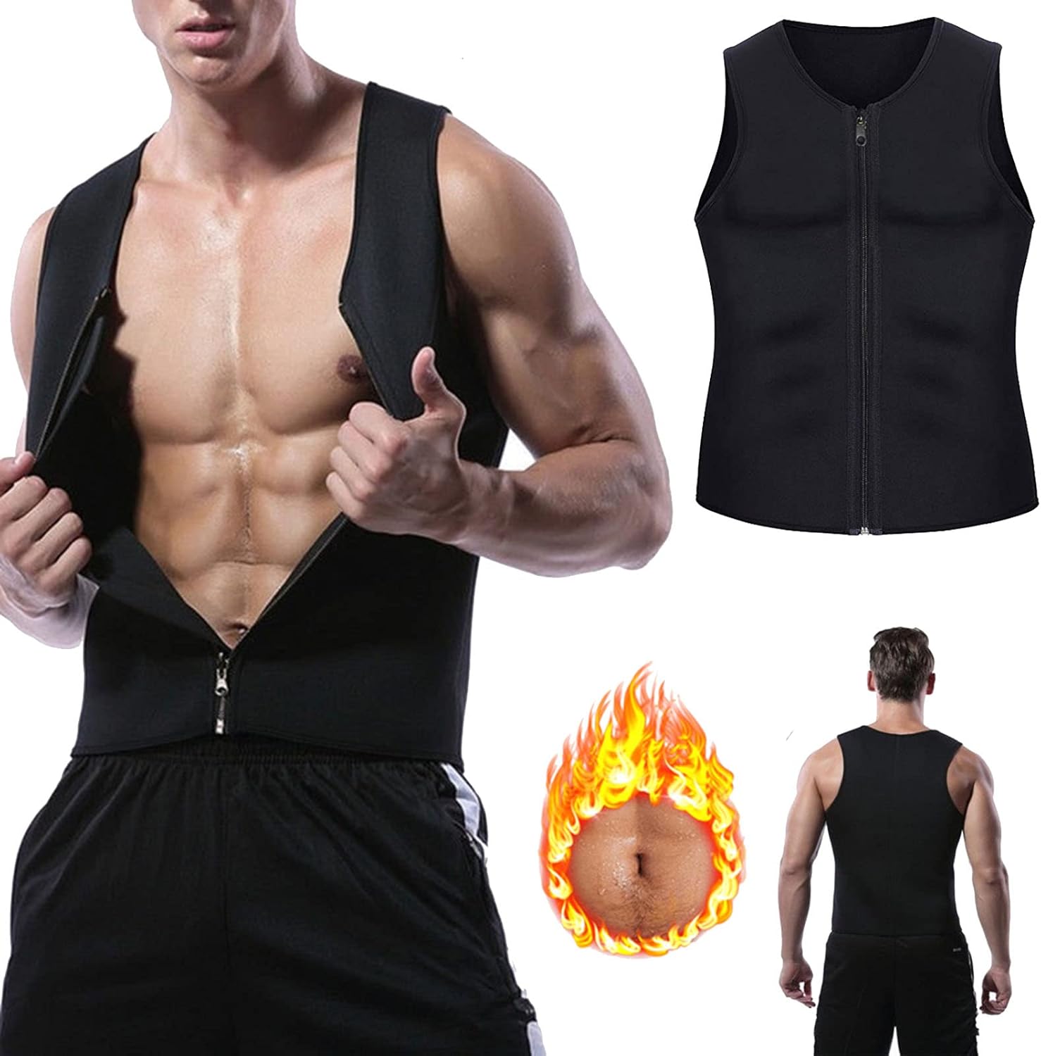 Amazon.com: Manson Gynecomastia Compress Zipper Vest, Compression Tank ...