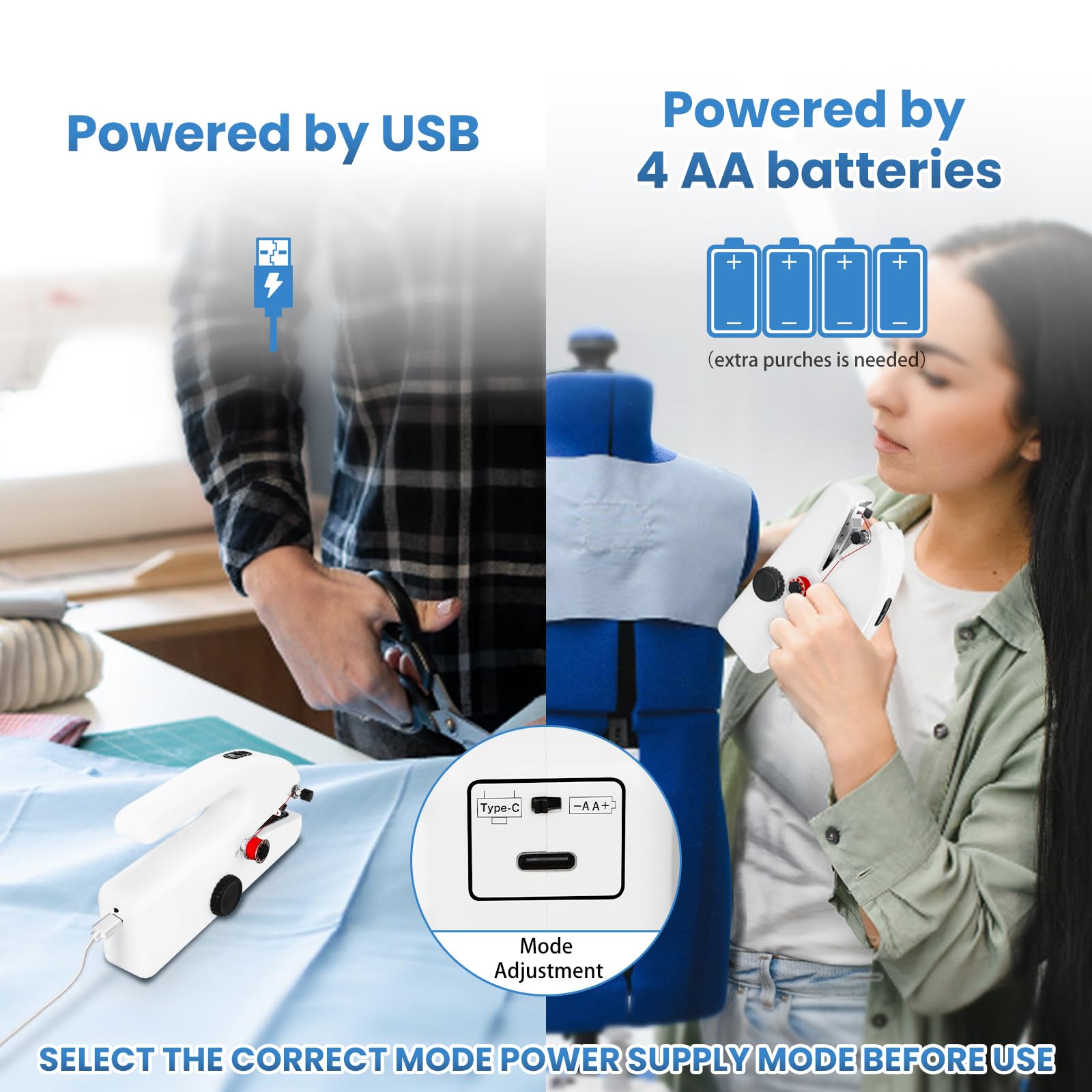 XSCQ Handheld Sewing Machine for Beginners, Mini Sewing Machine with ...