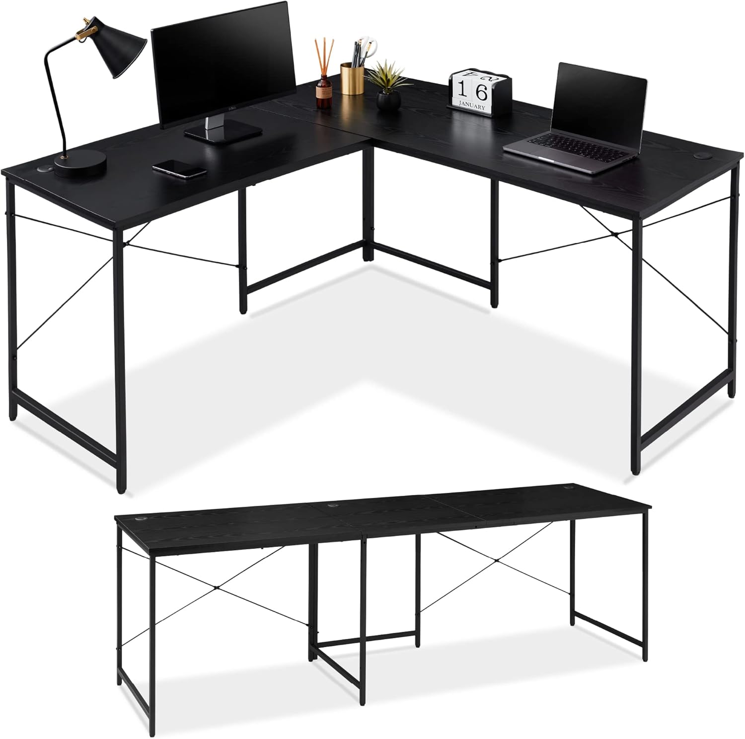 Amazon.com: Best Choice Products 94.5in Modular L-Shaped Desk, Corner ...