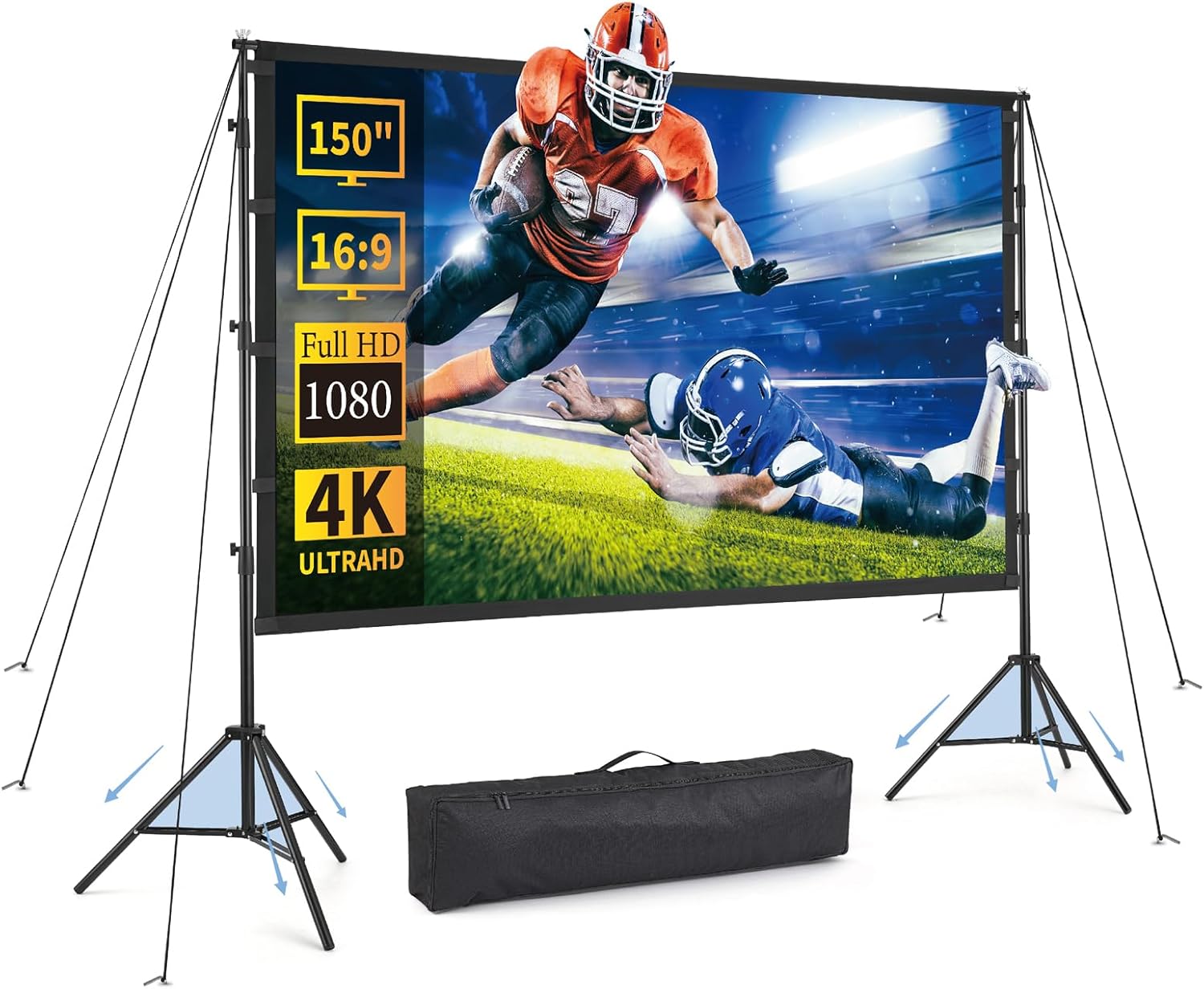 Amazon.com: Portable Projector Screen with Stand, 150 inch 16:9 ...