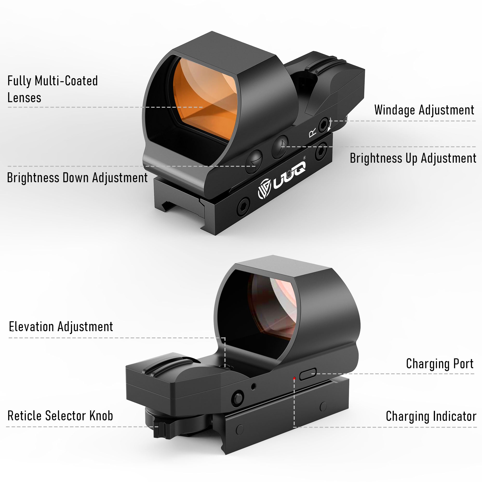 Snapklik.com : UUQ Rechargeable Reflex Sight,1x28x40mm Red Dot Optic