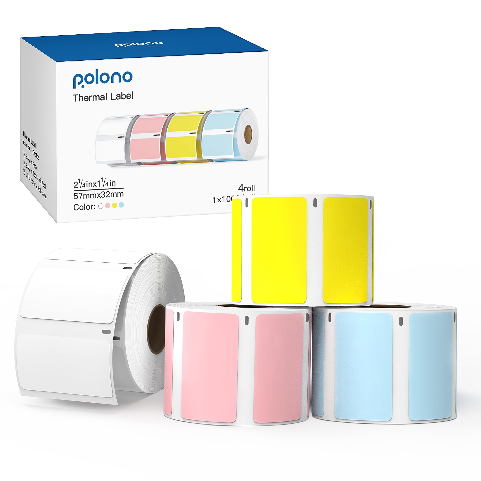Snapklik.com : POLONO Genuine 2.25”x 1.25” Direct Thermal Label, Self ...