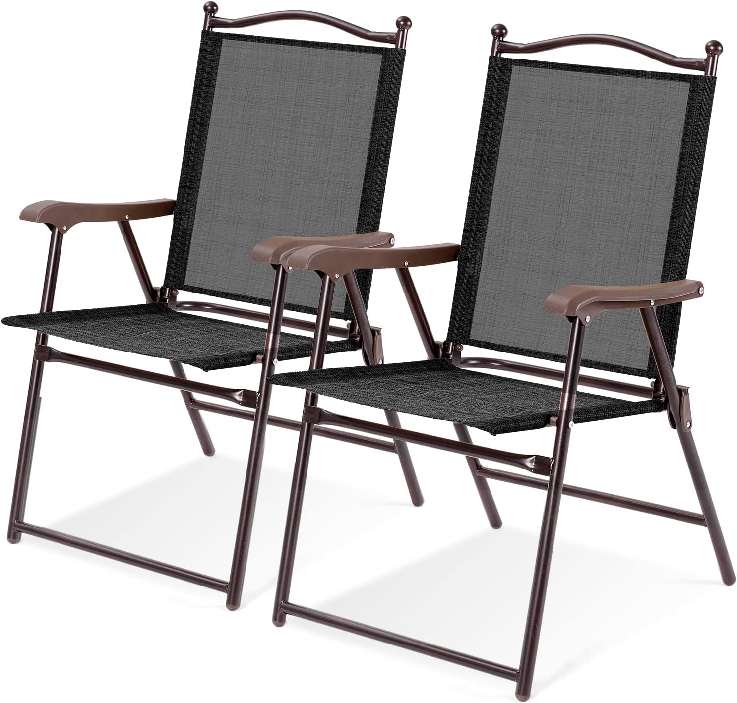 Tangkula Set of 2 Patio Folding Dining Chairs, Outdoor Sling Lawn ...