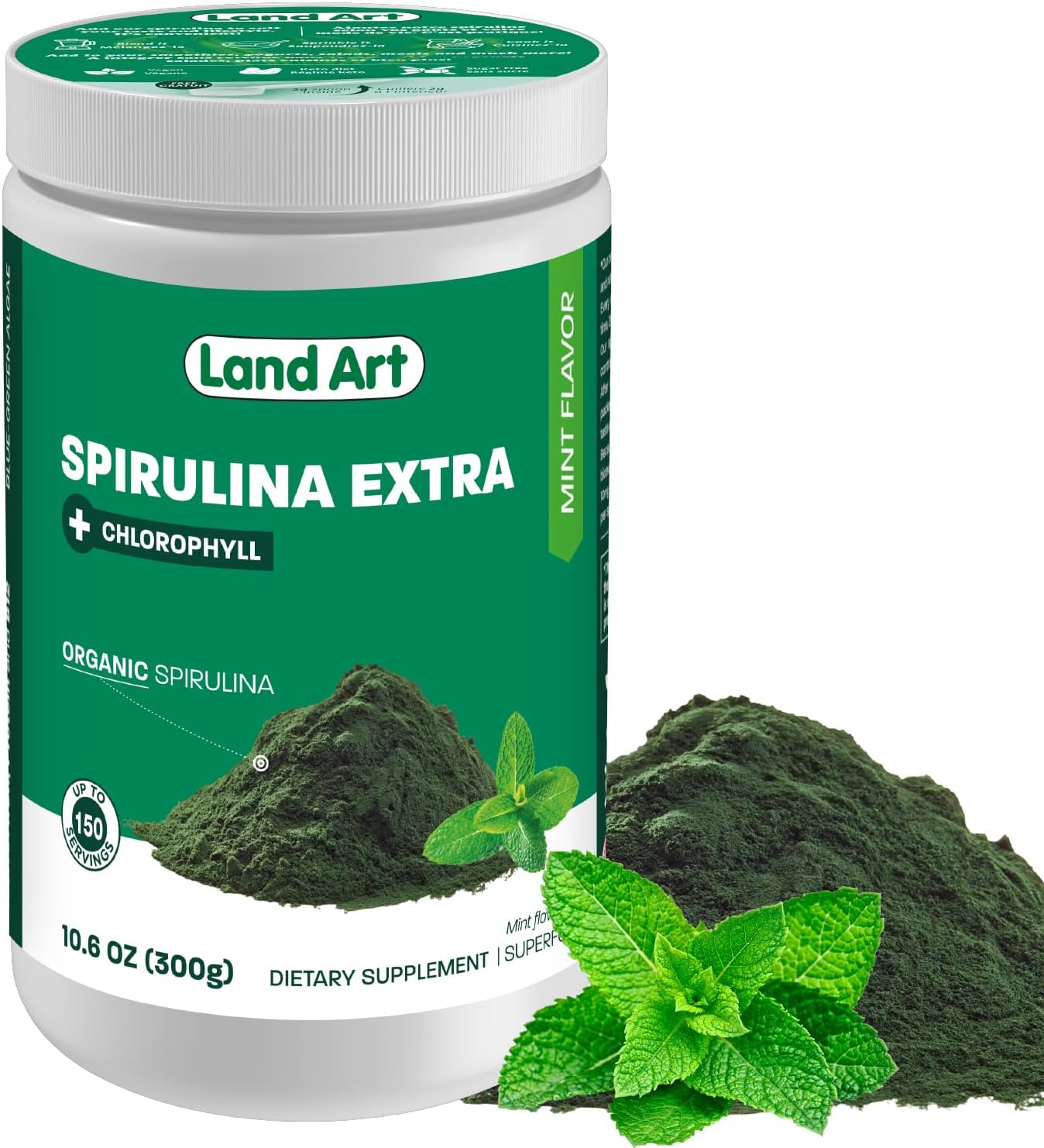 Amazon.com: Land Art Organic Spirulina Extra Powder - Mint Flavoured ...
