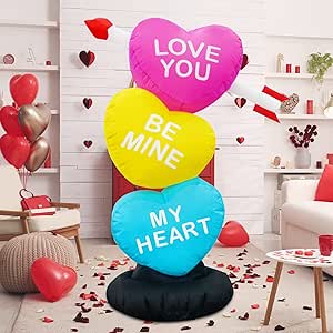 Amazon.com: GOOSH 4.2 FT Valentines Day Inflatables Heart Outdoor ...