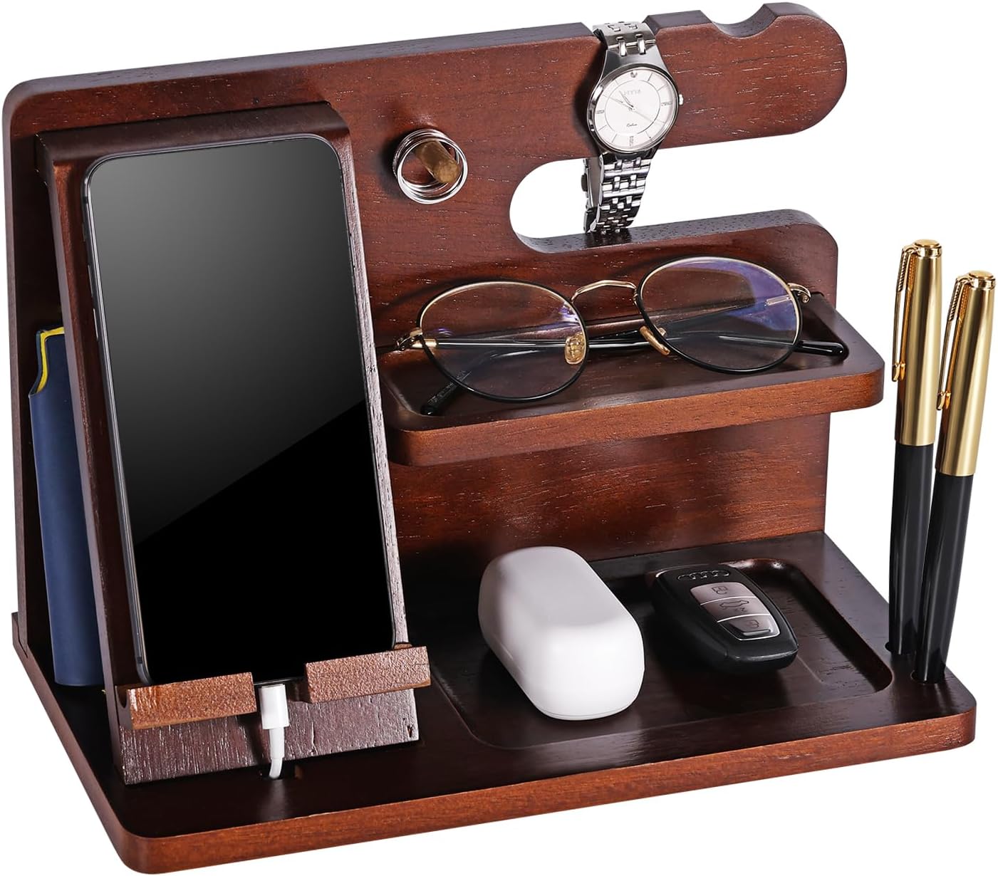 Amazon.com: GOFULLHOME Wood Phone Docking Station, Nightstand Organizer ...