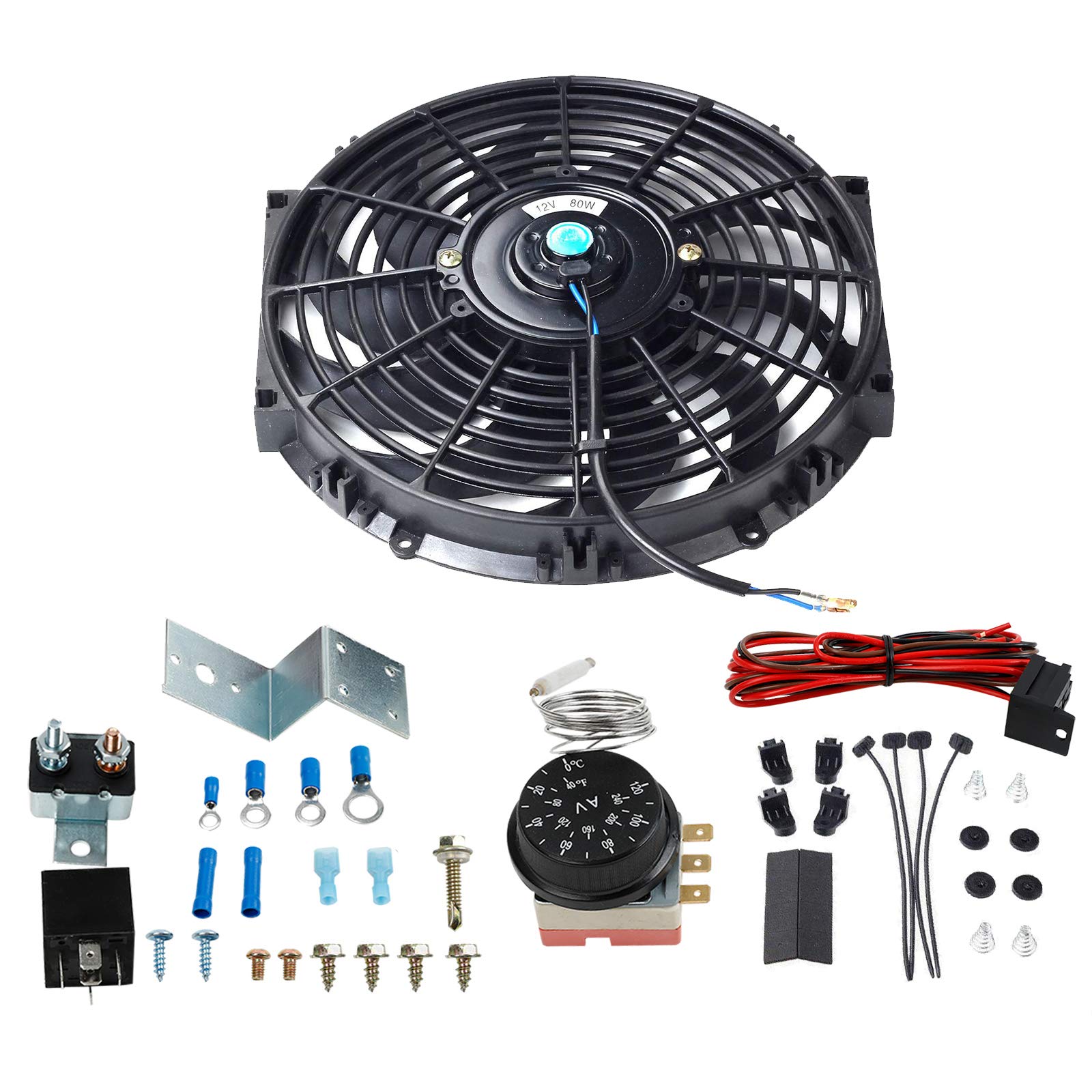Snapklik.com : 12" Slim Push Pull 12V Electric Radiator Cooling Fan