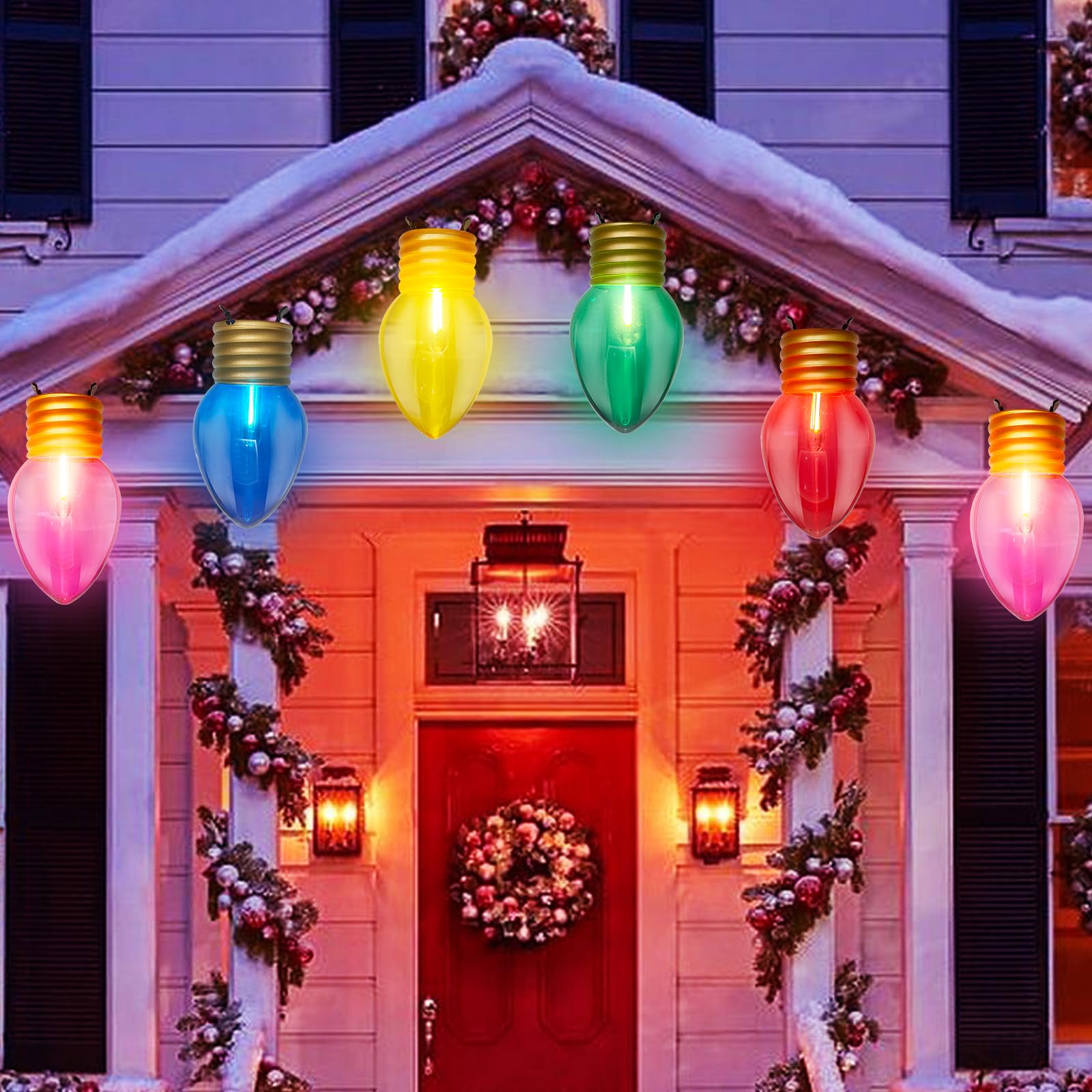 Outdoor Christmas Decorations Lights, 16Ft Jumbo Xmas String Lights ...
