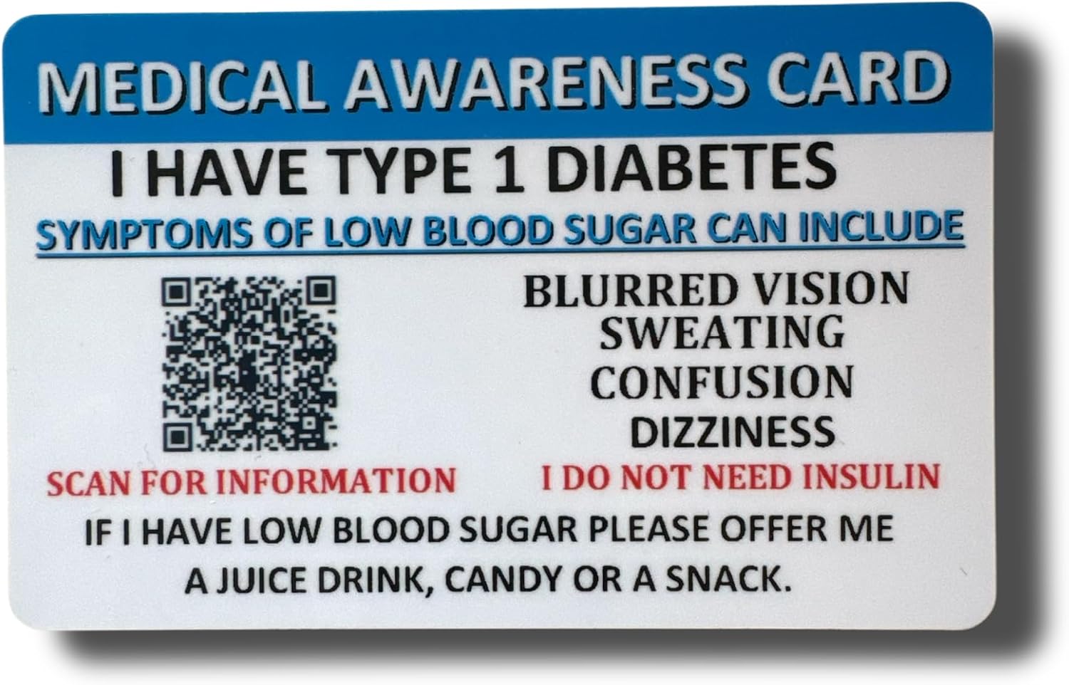Medical Awareness Information Card (Type 1 Diabetes) : Amazon.co.uk ...