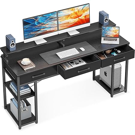 Amazon.com: ODK Computer Desk with Keyboard Tray and Drawers, 63 inch ...