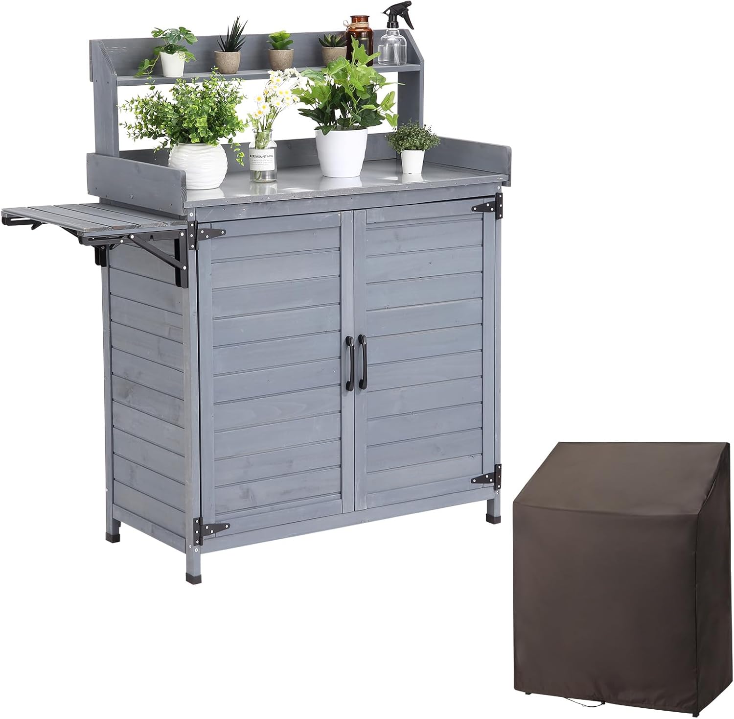 Amazon.com: Garden Potting Bench Table with Cabinet, Outdoor Garden ...