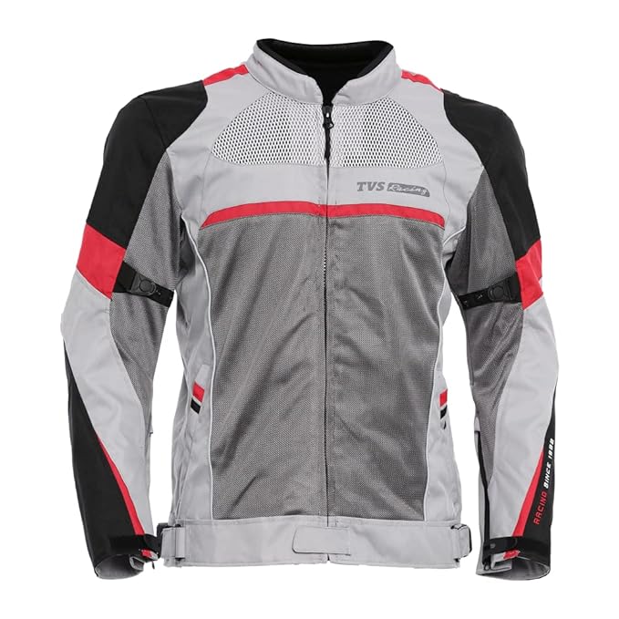 TVS Polyester Riding Jacket - Level 2 (Red Line, XL) : Amazon.in: Car ...