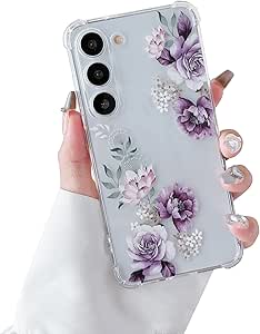 Amazon.com: DEFBSC Soft Case Compatible with Samsung Galaxy S23, Clear Floral Flower Pattern ...