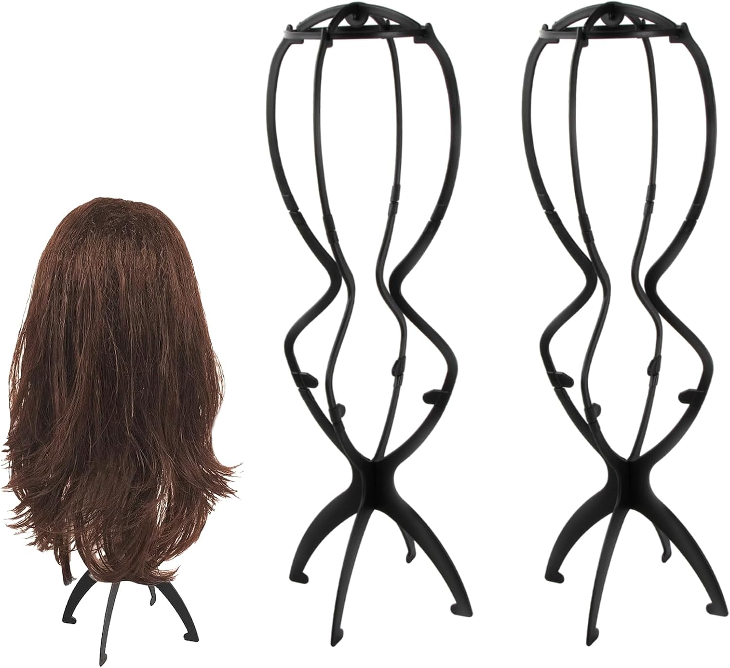 Futuhada 2 Pcs Wig Stands, 50 cm Portable Head Holders, Collapsible ...
