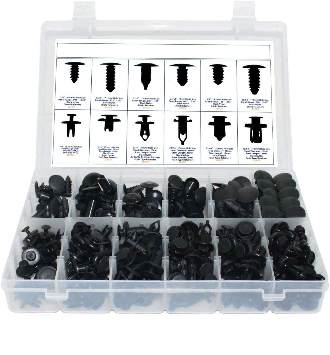 415pcs Push Retainer Kit - Nylon Bumper Fastener Rivet Clips Expansion ...