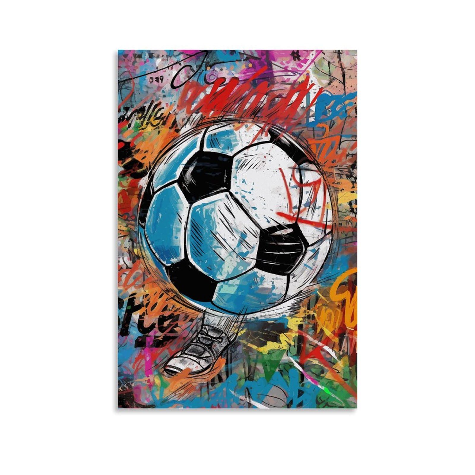Amazon.com: Vendhui Football Graffiti Canvas Poster Soccer Ball Street ...