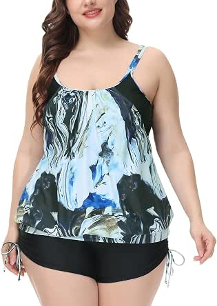 Amazon.com: KIMCURVY Women's Swimsuits Tankini Plus Size for Women ...