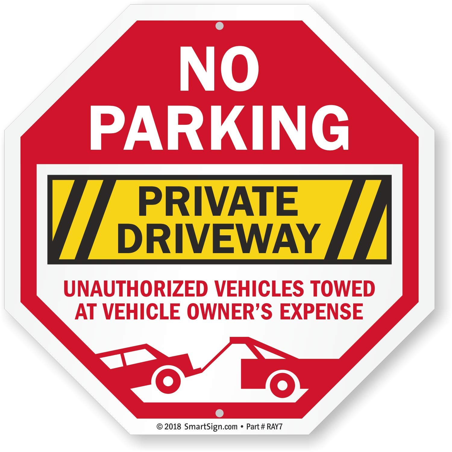 SmartSign No Parking Private Driveway Sign, Unauthorized Vehicles Towed ...