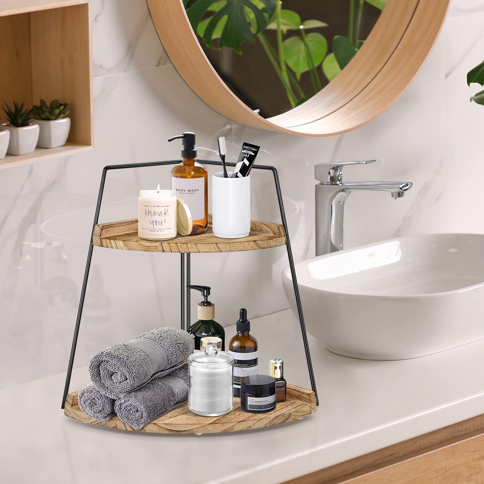 Snapklik.com : 2 Tier Bathroom Counter Organizer, Wood Bathroom ...