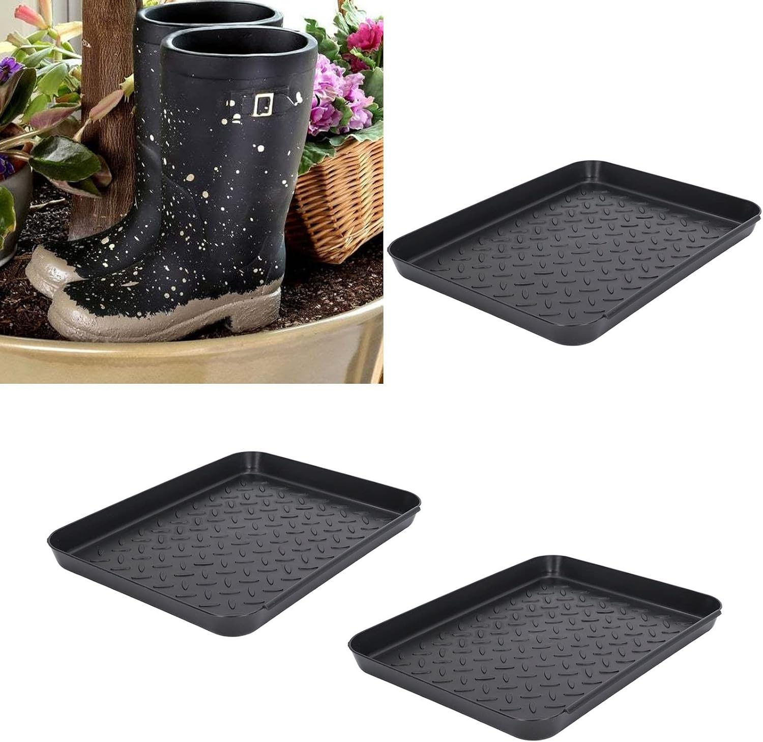 Glomora Multi-Purpose Boot Trays,Set of 2 Black All Weather Heavy Duty ...