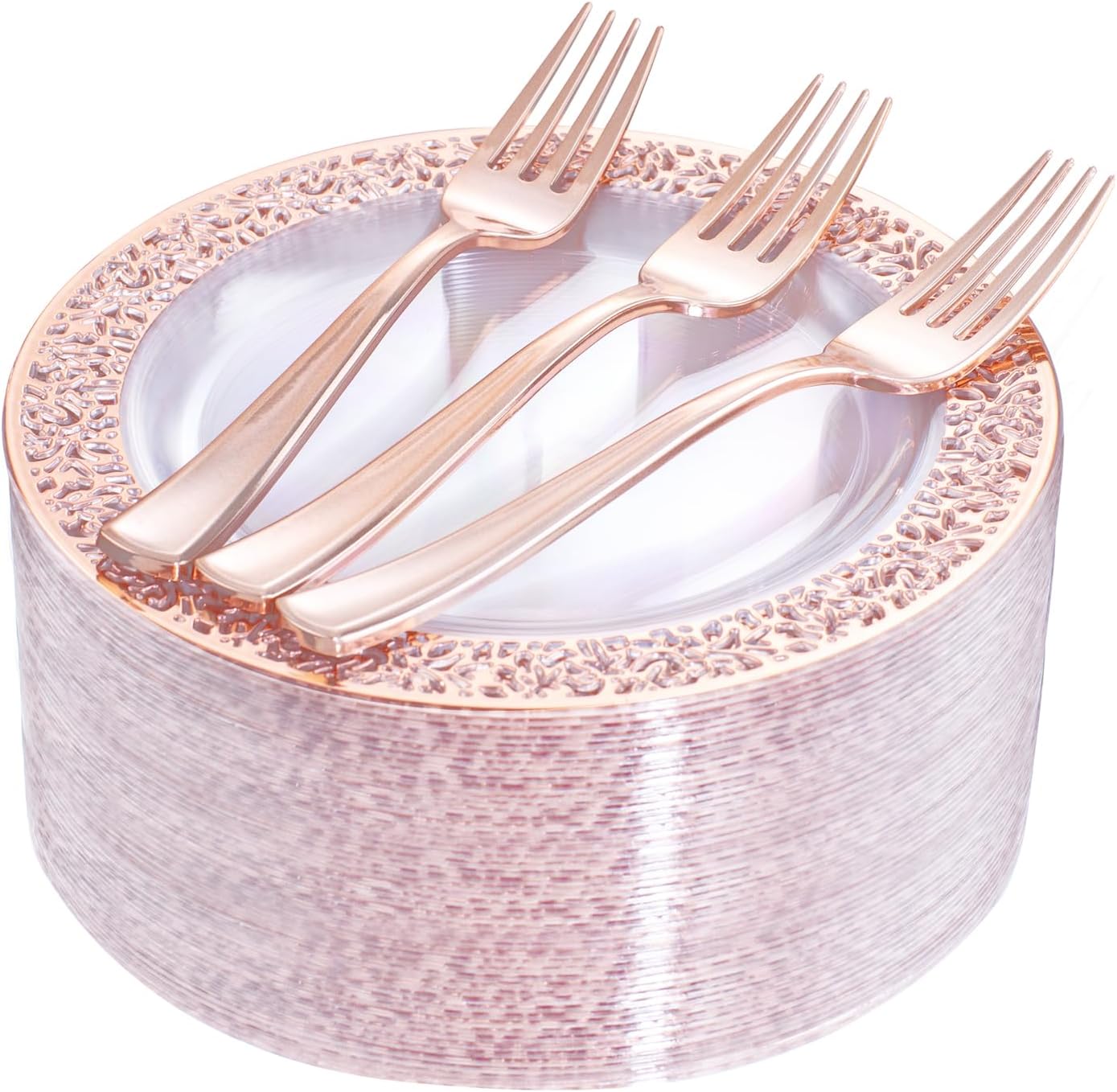 Amazon.com | 300 Pieces Plastic Dessert Plate Sets 150 Fork and 150 ...