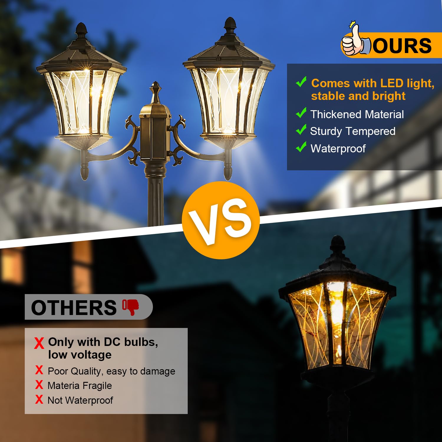 Solar Driveway Pole Lights Outdoor Lamp Post Light Hardwired Street