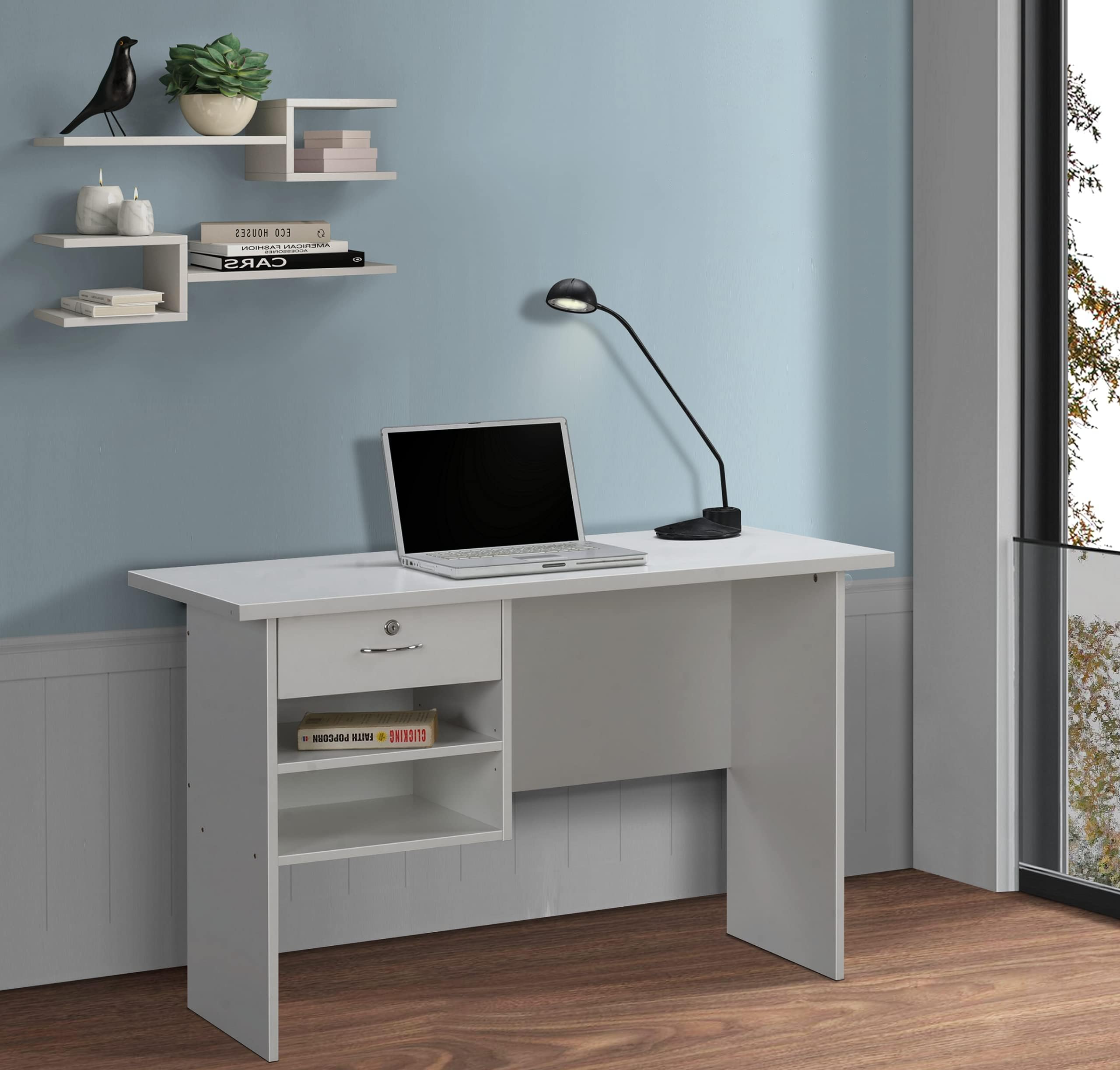 ABOUT SPACE Wooden Study Table with Hutch & Bottom Storage - Office ...
