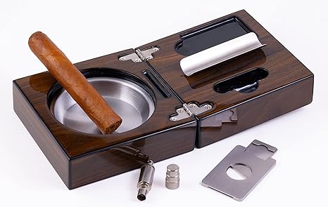 Amazon.com: Prestige Import Group Folding Wood Cigar Ashtray Set with ...
