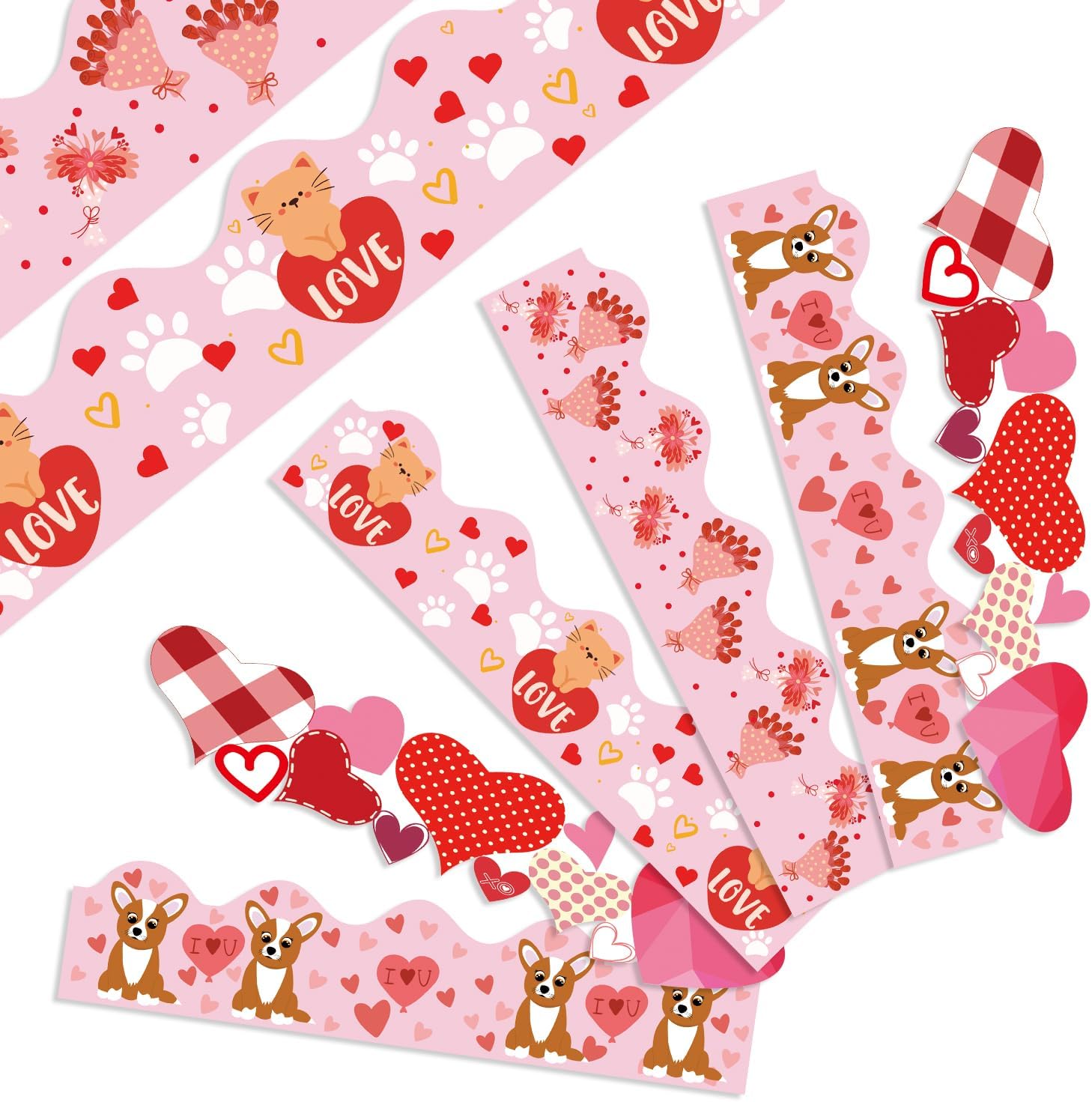 Amazon.com: 68.9ft Valentine's Day Bulletin Board Border, 60pcs ...