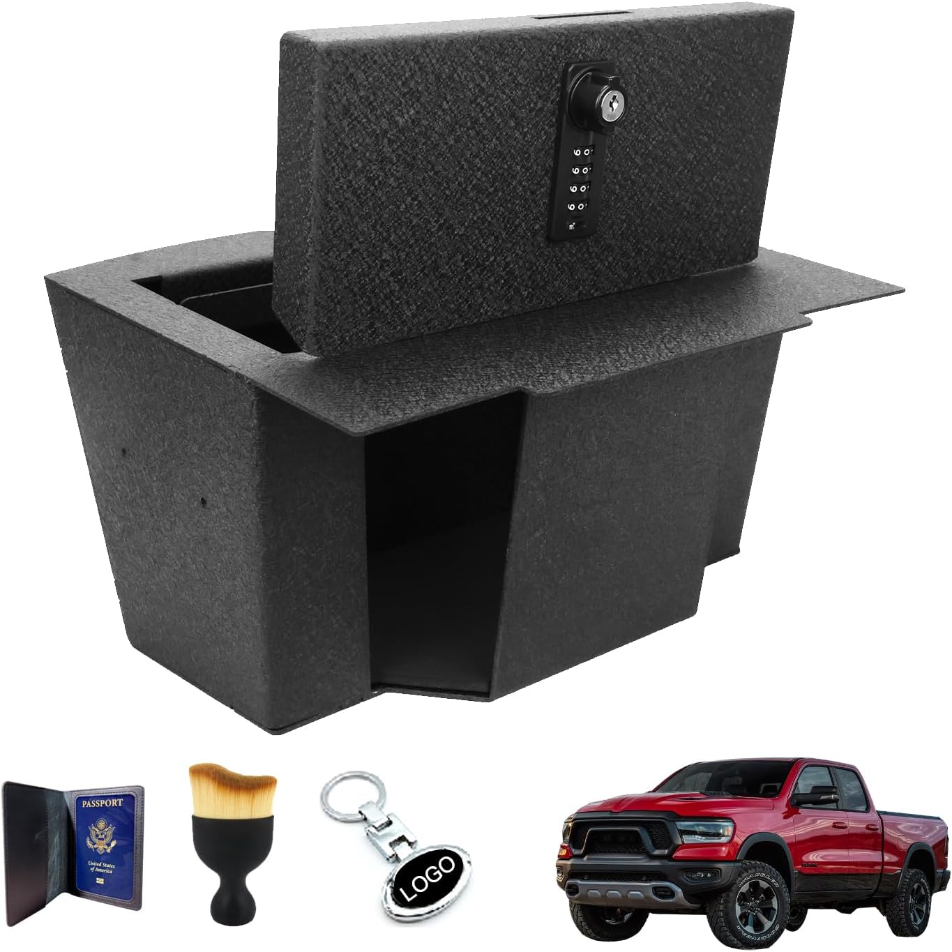 Center Console Gun Safe Vault Compatible with Dodge Ram 1500/2500/3500 ...