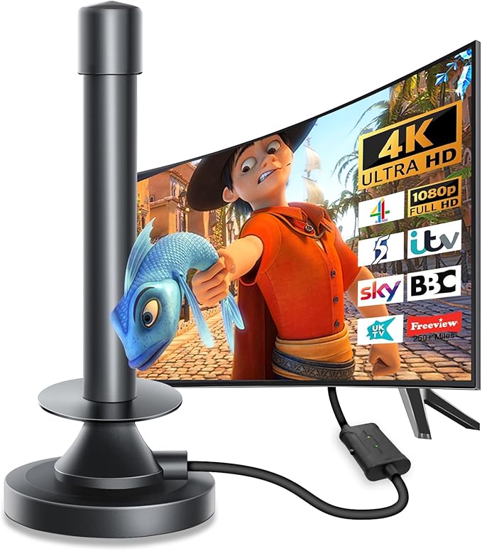 Fivglrig TV Aerial - Digital Freeview Indoor TV Aerial with Amplifier ...