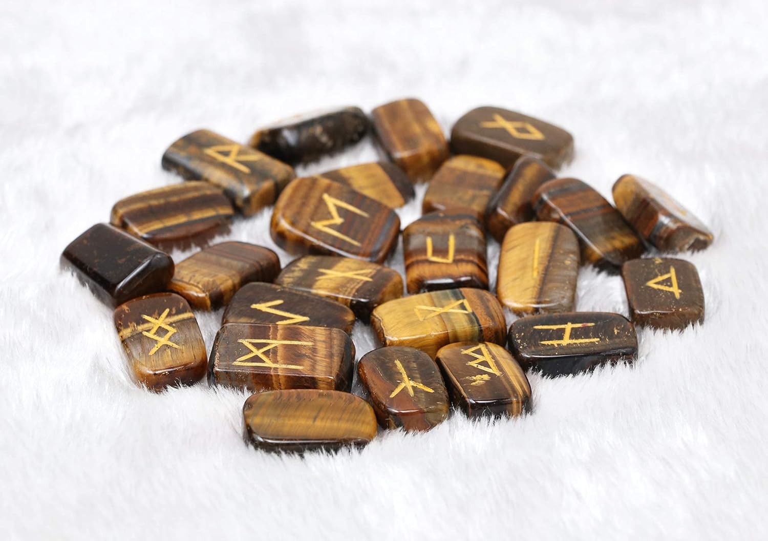 Buy ZAICUS Tiger Eye Rune Stones Set Polished Witches Crystal with ...