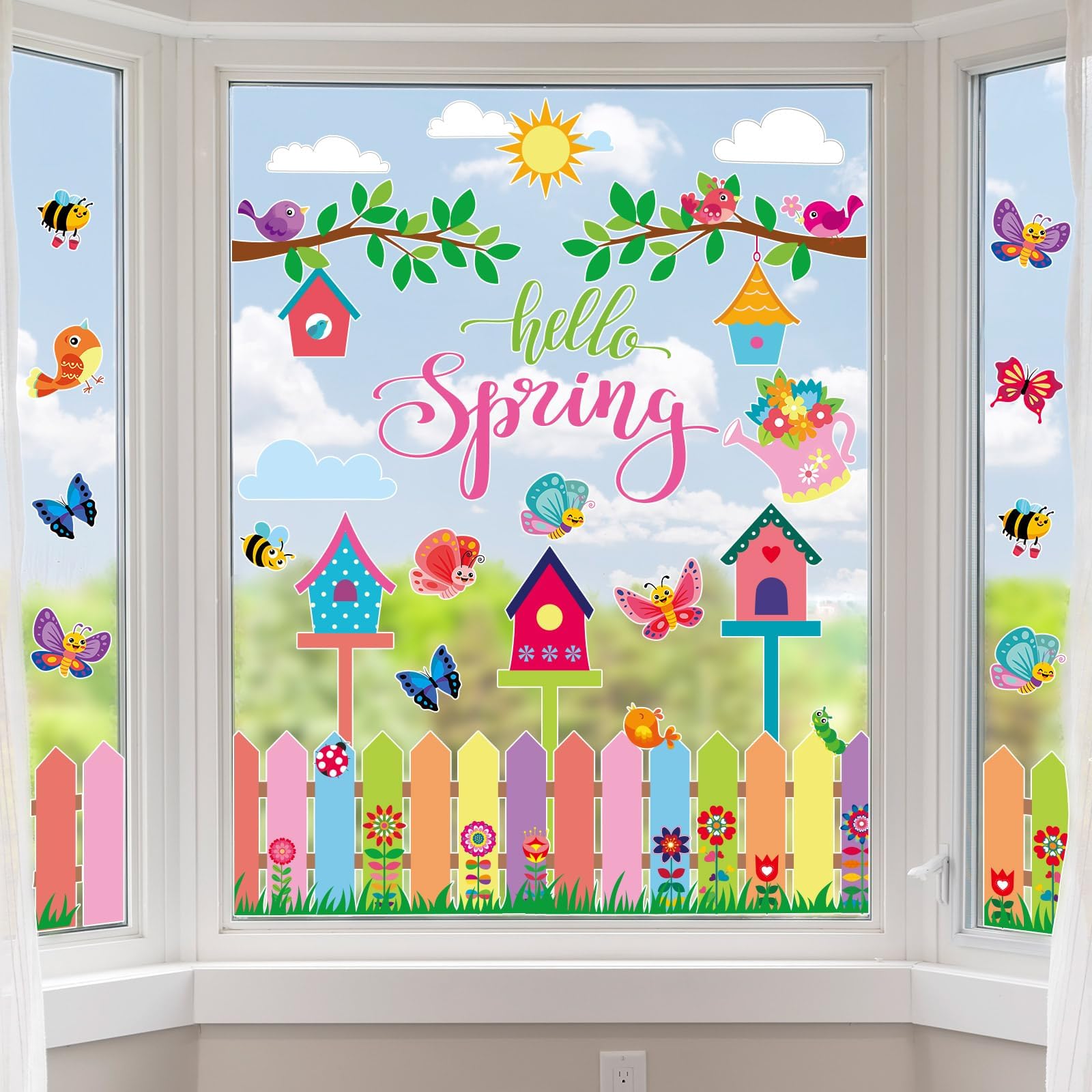 Snapklik.com : ZOiiWA Hello Spring Window Clings Spring Grow Flowers ...