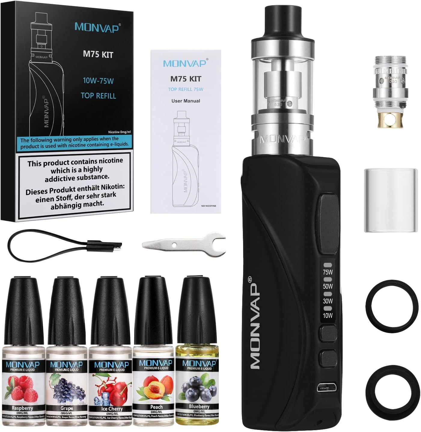 MONVAP Vape Kit Box Mod, Rechargeable Vape Mod E cigarette Vape Starter ...