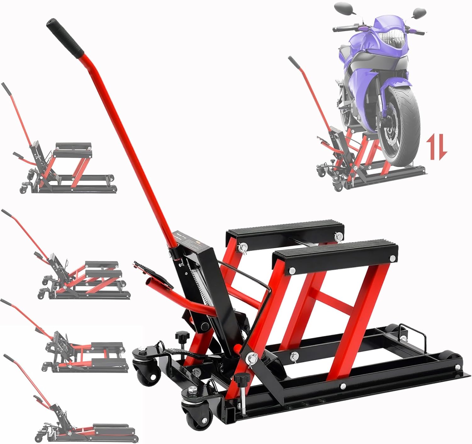 NaMaSyo Hydraulic Motorcycle Jack Lift 680KG Motorbike Mounting Stand ...