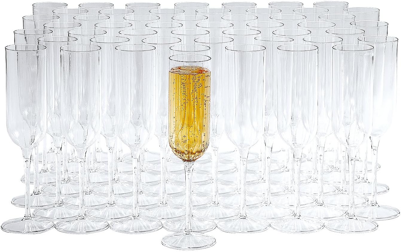 Amazon.com | Fun Express Premium Plastic Etched Champagne Flutes Bulk ...