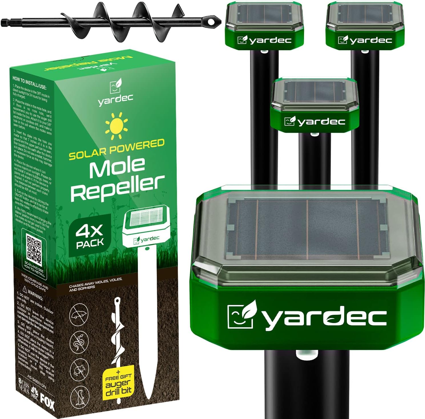 Amazon.com: YARDEC Gopher Repellent Ultrasonic Solar Powered (4-Pack ...