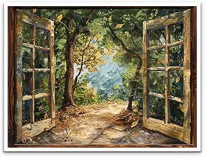 Amazon.com: Generic Window view Forest tree wall Art walkway Forest ...