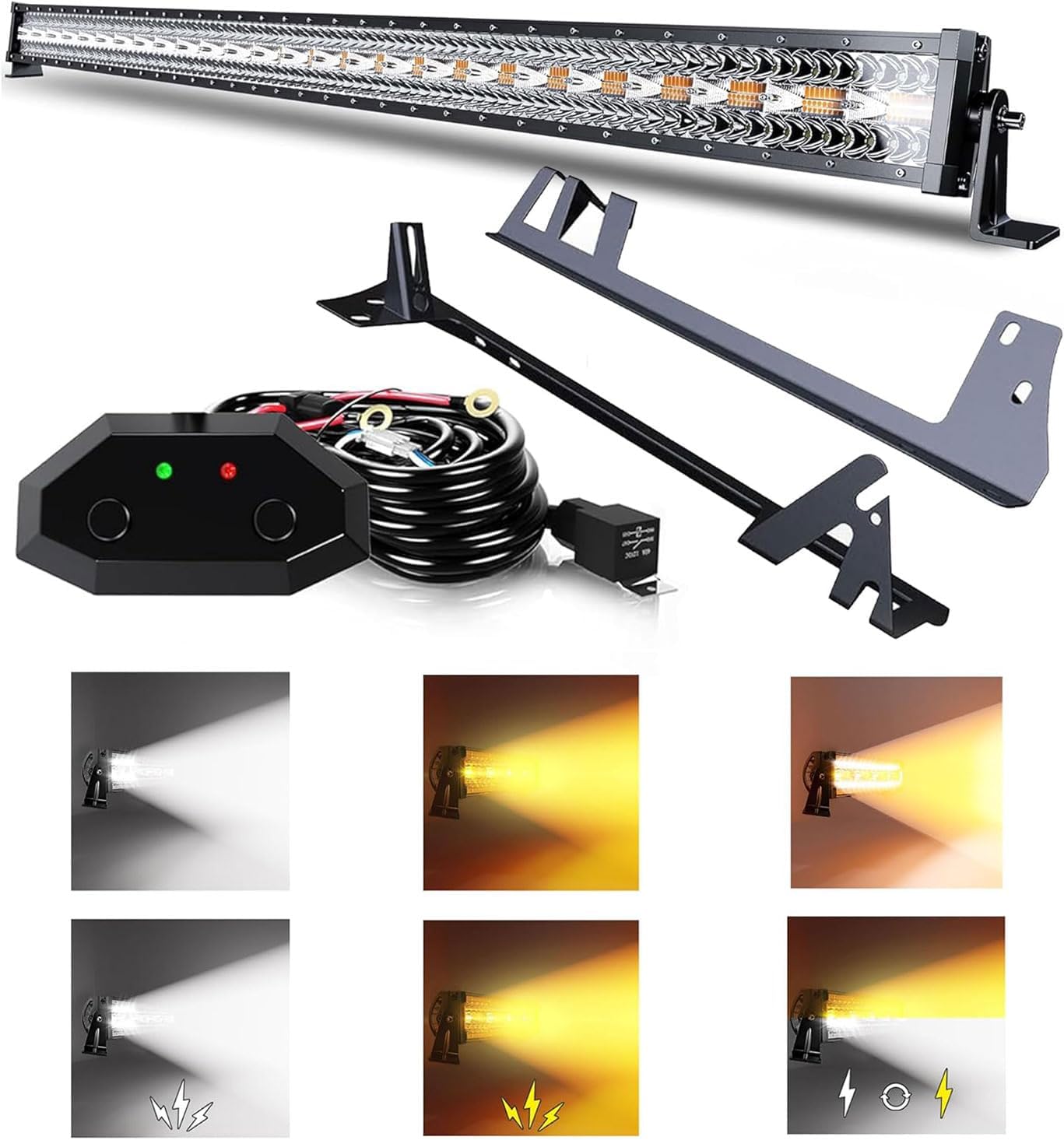 Amazon.com: ASLONG 52 Inch 300W LED Light Bar White/Amber Flasing ...