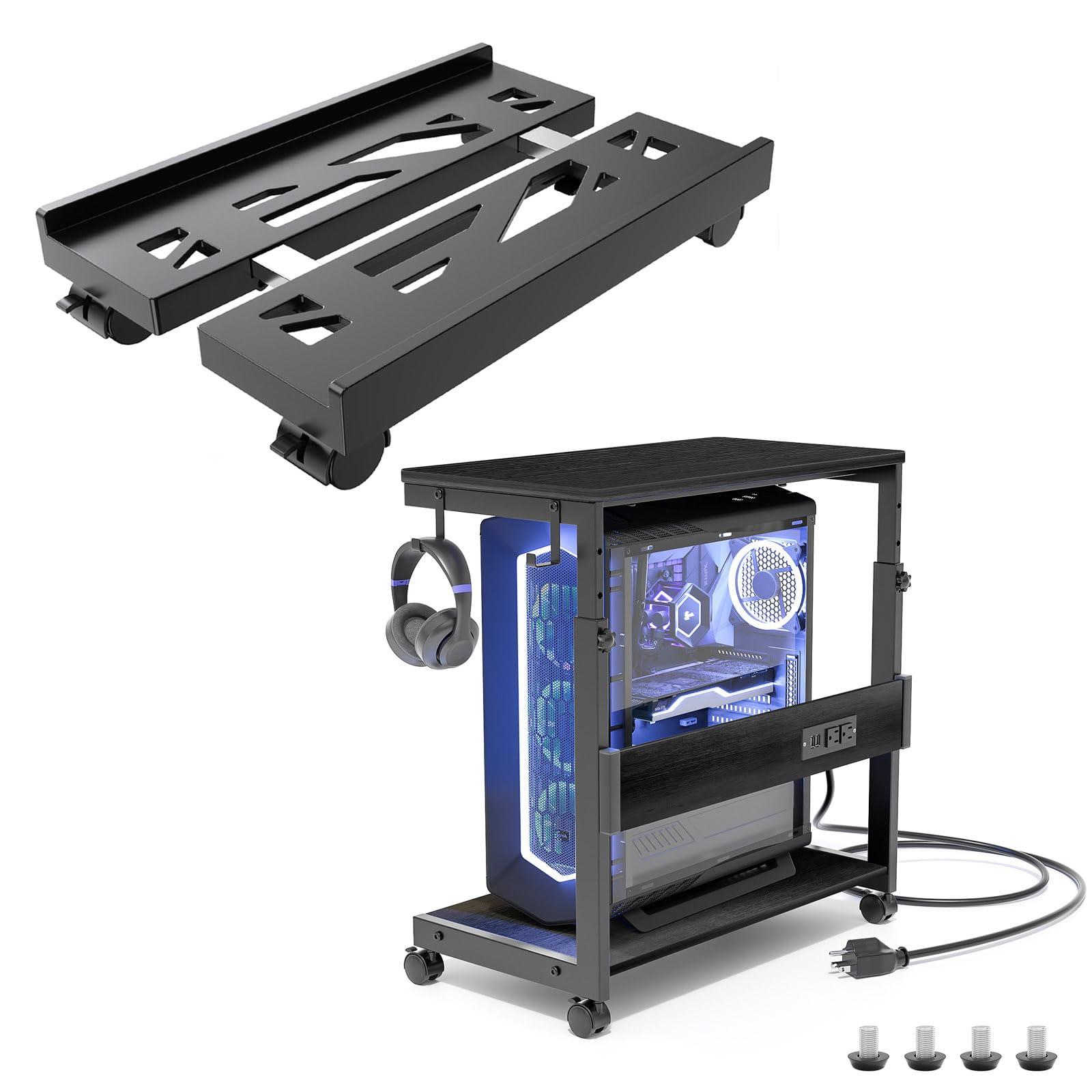 Amazon.com : Computer Tower Stand and Height Adjustable Computer Tower ...