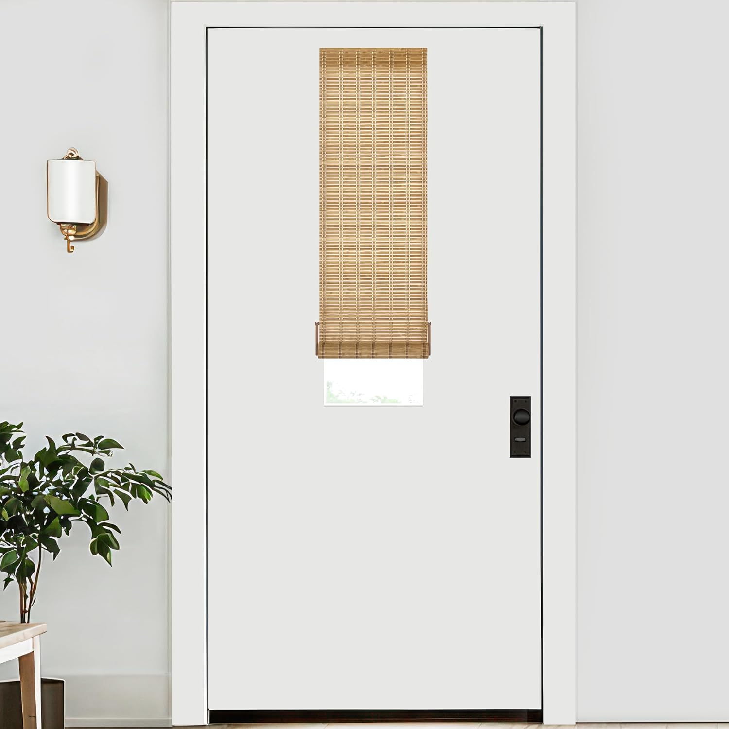 Amazon.com: LazBlinds No Tools No Drill Bamboo Roller Shades, Cordless ...